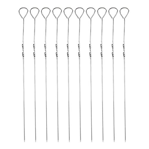RvSky Garden kit Barbecue Skewer Flat Long Reusable Stainless Steel Kebab Sticks for Meat Vegetable Grilling 10pcs