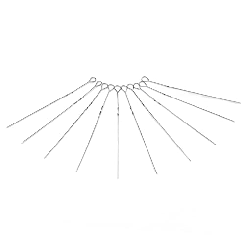 RvSky Garden kit Barbecue Skewer Flat Long Reusable Stainless Steel Kebab Sticks for Meat Vegetable Grilling 10pcs