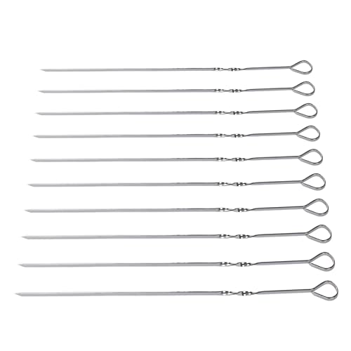 RvSky Garden kit Barbecue Skewer Flat Long Reusable Stainless Steel Kebab Sticks for Meat Vegetable Grilling 10pcs