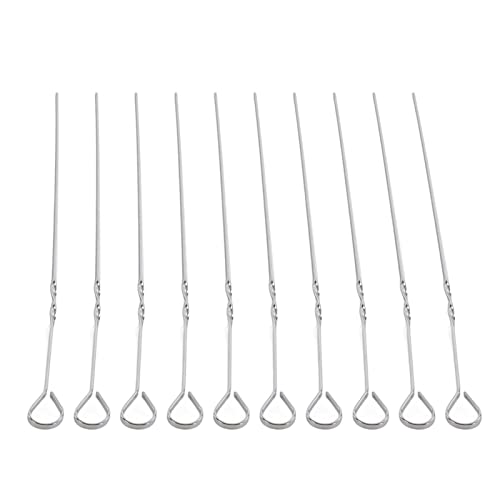 RvSky Garden kit Barbecue Skewer Flat Long Reusable Stainless Steel Kebab Sticks for Meat Vegetable Grilling 10pcs