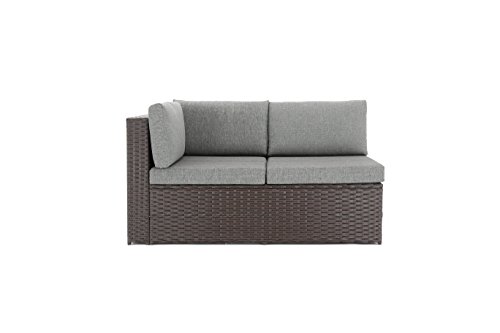 Baner Garden (K35-CH 4 Pieces Outdoor Furniture Complete Patio Cushion Wicker Rattan Garden Corner Sofa Couch Set, Chocolate