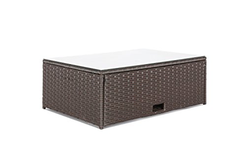 Baner Garden (K35-CH 4 Pieces Outdoor Furniture Complete Patio Cushion Wicker Rattan Garden Corner Sofa Couch Set, Chocolate