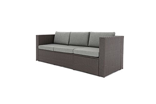 Baner Garden (K35-CH 4 Pieces Outdoor Furniture Complete Patio Cushion Wicker Rattan Garden Corner Sofa Couch Set, Chocolate