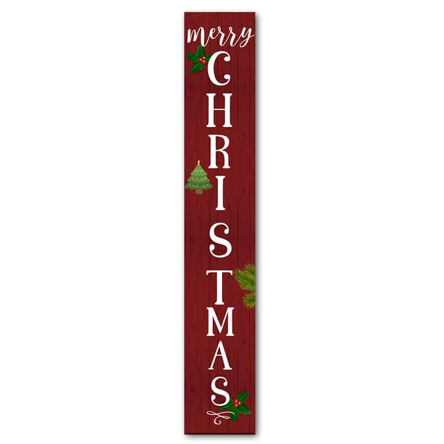 TYmall Christmas Welcome Porch Sign Wood Vertical for Front Door Merry Christmas 3in1 Farmhouse Standing Wooden Home Sign Tall Porch Decor 8X48Inch