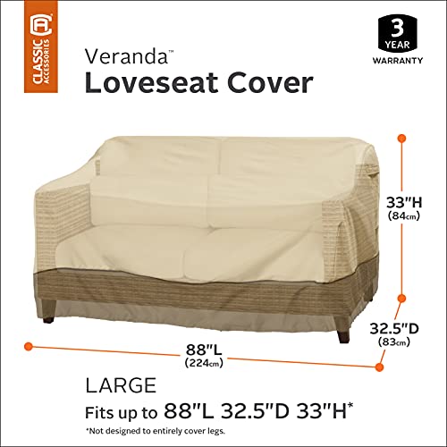Classic Accessories Veranda Water-Resistant 88 Inch Patio Sofa/Loveseat Cover, Patio Furniture Covers