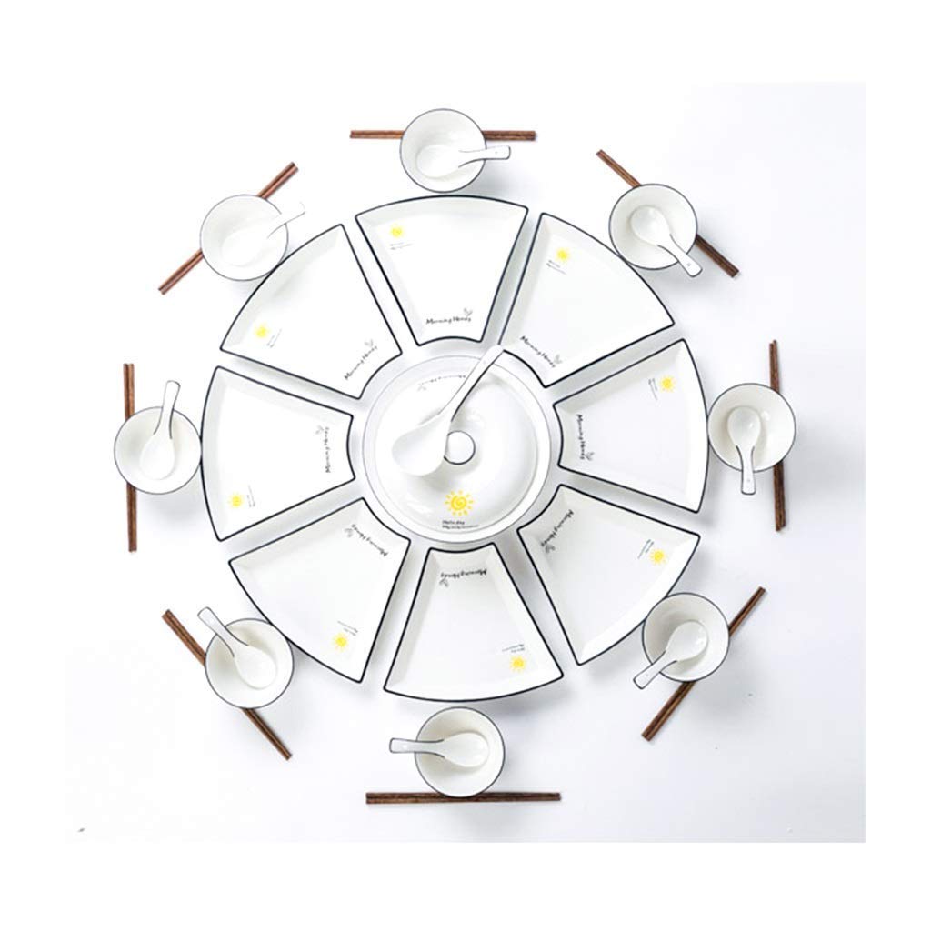 Dinnerware Set for 8 People Porcelain Tableware Dinner Sets White Plates and Bowls Sets Square Soup Dessert Plates Service Restaurant Kitchen and Family Party Use (Color : Package 4) (Package 1) (Pa