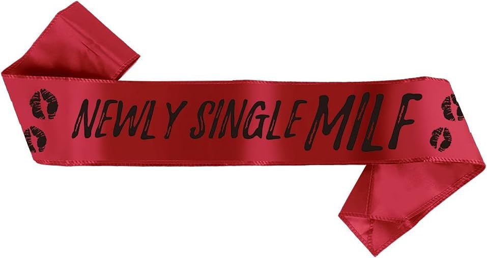 Divorce Party Sash"Newly Single Milf" Red with Black Lettering, Funny Divorcee Divorced Gifts for Women, Happy Divorce Party Decorations, Favors, Gifts, Decoration, Supplies Set Decor Queen