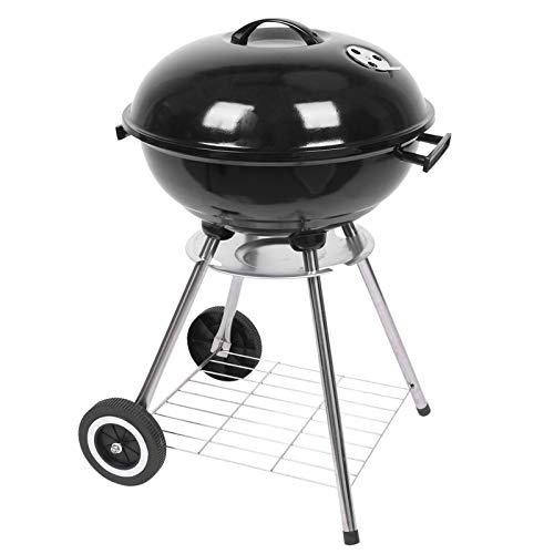 OIUT Portable 18inch Charcoal Grill for Outdoor,Charcoal Stove Enamel Barbecue Grill and Smoker Heat Control Round BBQ Kettle for Picnic Patio Backyard Garden Camping Hiking Cooking Travel,Black