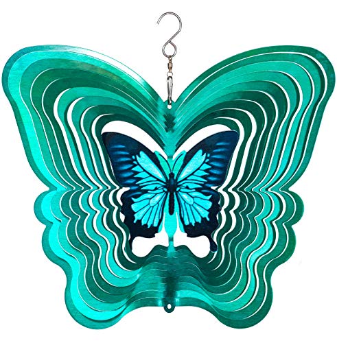 Butterfly Wind Spinners for Yard and Garden, Metal Butterfly Ornaments for Garden Décor, Outdoor Wind Spinner, Butterfly Gifts, Outdoor Garden Decoration, 12 inch Butterfly Wall Décor by ISEO
