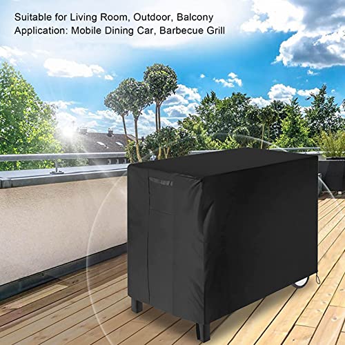 Garden kit Outdoor Mobile Dining Car Cover Waterproof Sun Protection Griddle Cover 420D Silver Coated Oxford Cloth BBQ Grill Shade(黑色)