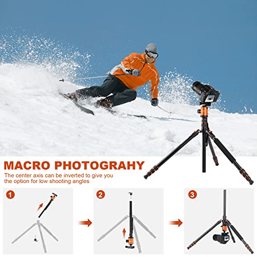 Camera Tripod, 80/84 inches Heavy Duty Tripod for Camera and Phone, 82" Camera Monopod Tripod, DSLR Binoculars Spotting Scope Camcorders Video Tripod Stand, 360 Degree Ball Head, 35 lbs Loads