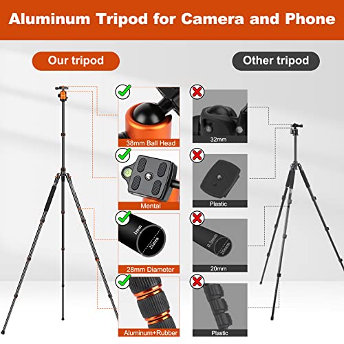 Camera Tripod, 80/84 inches Heavy Duty Tripod for Camera and Phone, 82" Camera Monopod Tripod, DSLR Binoculars Spotting Scope Camcorders Video Tripod Stand, 360 Degree Ball Head, 35 lbs Loads