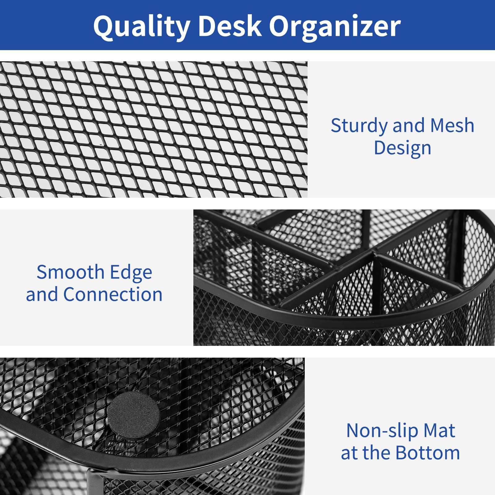 EOOUT Desk Organizers and Accessories, Pencil Holder for Desk, Mesh Office Desk Accessories with 8 Compartments and 1 Drawer Stationery Holder School Supplies