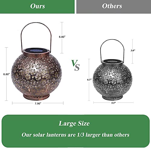 Solar Lantern Outdoor Hanging Lights 2022 New Version Largest and Brightnest Solar Lights Waterproof Metal Table Lamp for Garden, Yard, Tabletop, Patio, Lawn Decorative