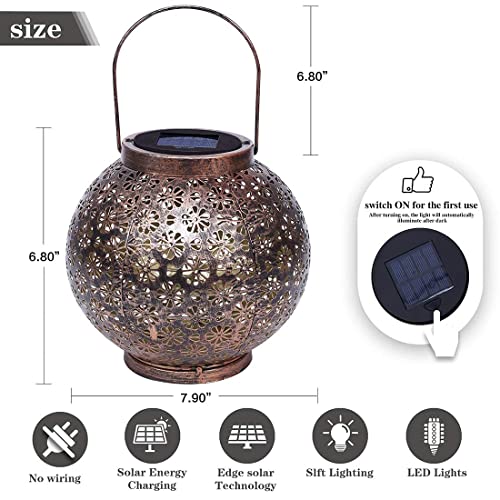 Solar Lantern Outdoor Hanging Lights 2022 New Version Largest and Brightnest Solar Lights Waterproof Metal Table Lamp for Garden, Yard, Tabletop, Patio, Lawn Decorative