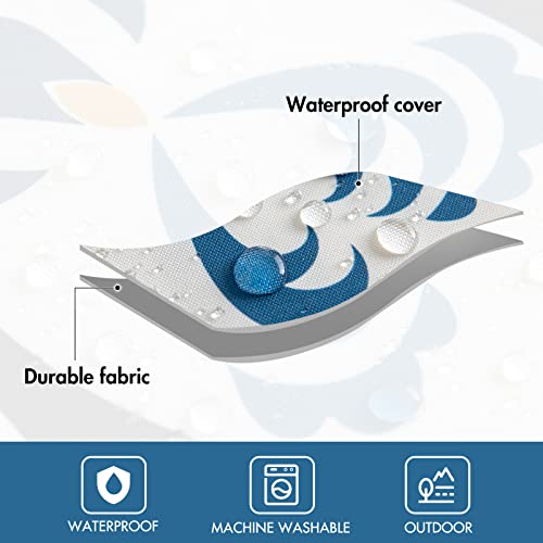 MIULEE Outdoor Waterproof Throw Pillow Covers Set of 4 Fall Boho Floral Pattern Farmhouse Luxury Decorative Square Pillowcases for Chair Patio Garden Couch Tent Balcony Sofa 18x18 Inch Blue