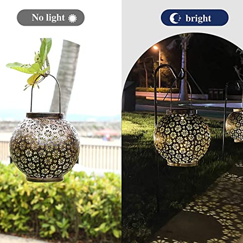 Solar Lantern Outdoor Hanging Lights 2022 New Version Largest and Brightnest Solar Lights Waterproof Metal Table Lamp for Garden, Yard, Tabletop, Patio, Lawn Decorative
