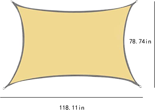 Rectangular Sunshade - 78.7×118" 4-Sided Sunshade Sail, Waterproof Awning, UV-Blocking Patio Decorative Awning for Patio Garden Outdoor Facilities