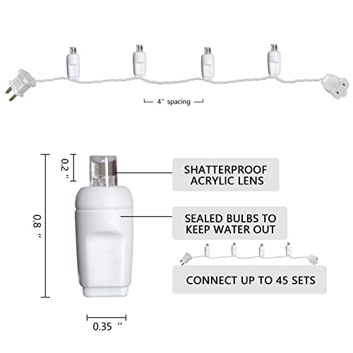 1001 LightSupply UL Certified White Wide Angle LED Christmas String Lights, 17Ft 50 LED Commercial Grade 5MM Christmas Light Set, Connectable String Light for Patio Garden Wedding Holiday (Warm White)