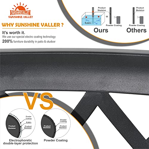 SUNSHINE VALLEY Patio Dining Table(Premium PVC Table Top),60" x 37" x28" Rectangular Steel Outdoor Dining Table Steel Frame with 1.57" Umbrella Hole,for Garden Backyard Lawn Yard.