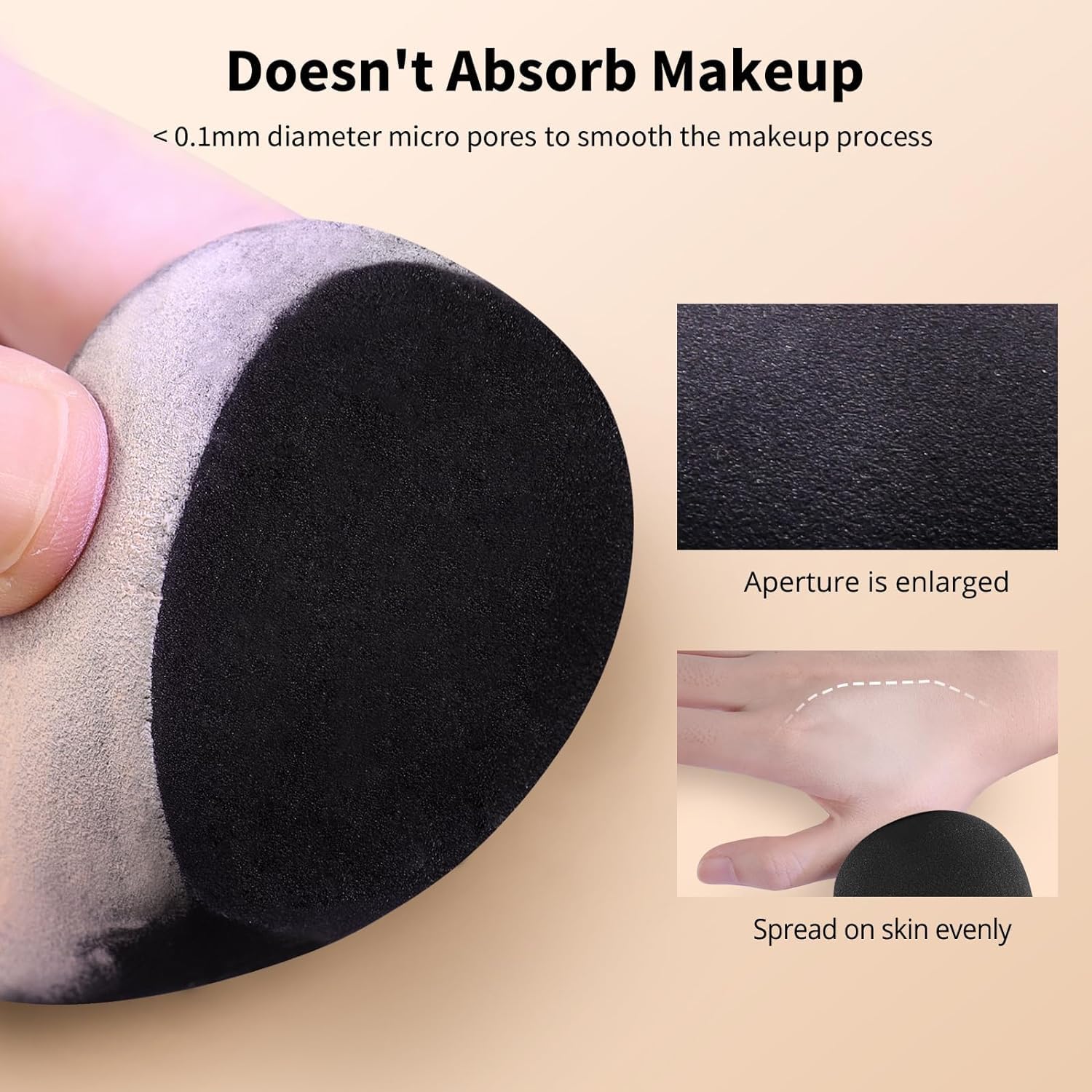BEAKEY Makeup Sponge Set, 5 Pcs Black Foundation Blending Beauty Sponge, Flawless for Liquid, Cream, and Powder, Latex Free and Vegan Makeup Sponges
