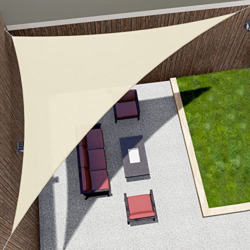 FLORALEAF Sun Shade Sail Right Triangle Permeable Canopy Awning for Patio Backyard Lawn Garden Outdoor Activities, Beige, 8'x8'x11.3'