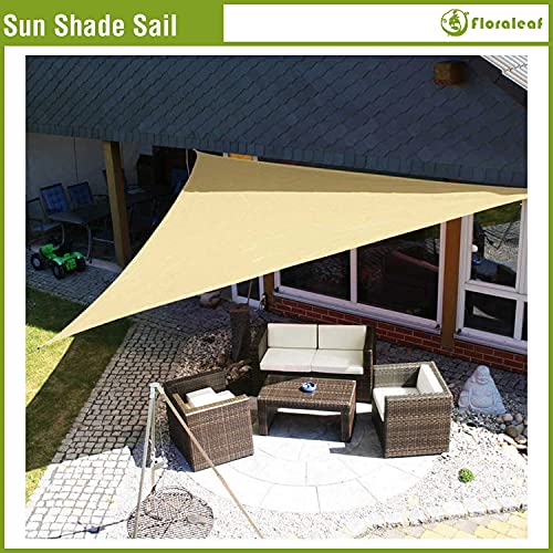 FLORALEAF Sun Shade Sail Right Triangle Permeable Canopy Awning for Patio Backyard Lawn Garden Outdoor Activities, Beige, 8'x8'x11.3'