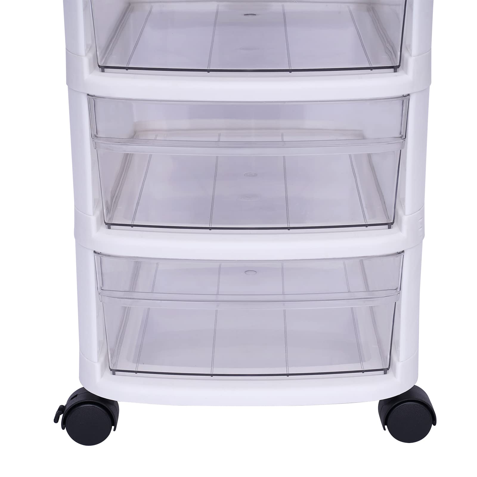 Rolling 6 Drawer Cart,34"H x 14"L x 12" W,4 Universal Wheels w/Lock,Storage Drawer Cart,Heavy Duty Dresser Storage Transparent Tower