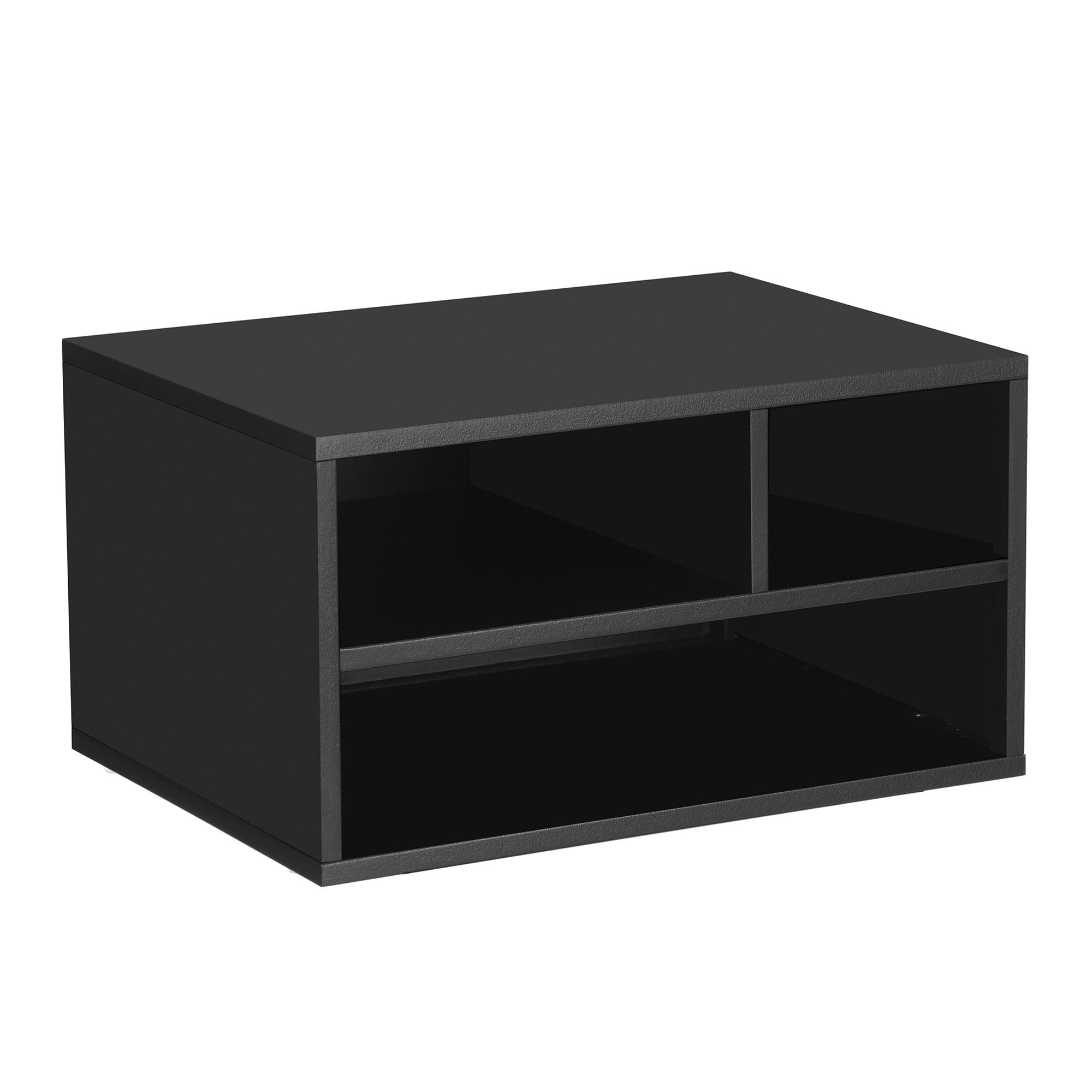 SONGMICS Printer Stand for Desk, Home Desktop Printer Stand with Storage Shelves for Office, Steel Frame, Multi-Purpose Rack, 15.9 x 11.8 x 8.7 Inches, Matte Black UOMC101B01