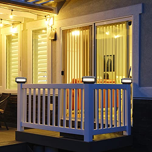 Dynaming 6 Pack Solar Post Cap Lights Outdoor, Classic Solar Powered Fence Post Lights, High Brightness Warm White SMD LED Lighting Decor for Garden Deck Patio, Fit 4x4, 5x5 or 6x6 Wooden Posts