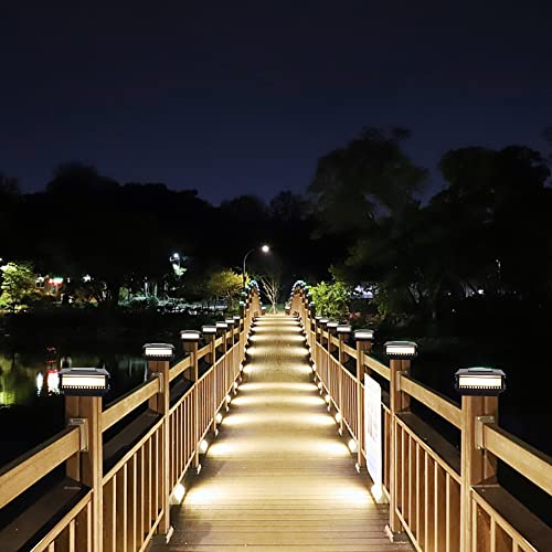Dynaming 6 Pack Solar Post Cap Lights Outdoor, Classic Solar Powered Fence Post Lights, High Brightness Warm White SMD LED Lighting Decor for Garden Deck Patio, Fit 4x4, 5x5 or 6x6 Wooden Posts