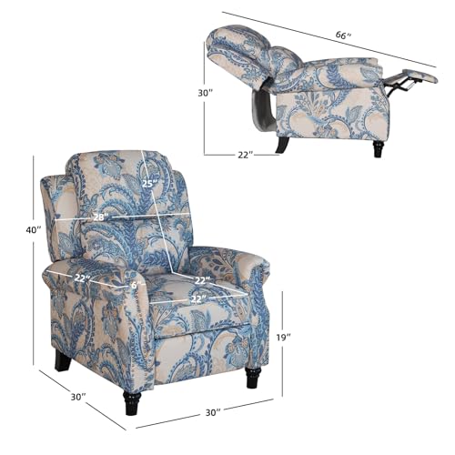 CANMOV Pushback Recliner Chair Faux Leather Armchair Push Back Recliner with Rivet Decoration Single Sofa Accent Chair for Living Room, Chocolate