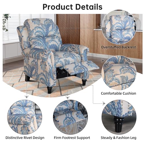 CANMOV Pushback Recliner Chair Faux Leather Armchair Push Back Recliner with Rivet Decoration Single Sofa Accent Chair for Living Room, Chocolate