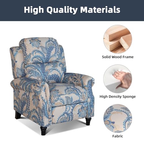 CANMOV Pushback Recliner Chair Faux Leather Armchair Push Back Recliner with Rivet Decoration Single Sofa Accent Chair for Living Room, Chocolate