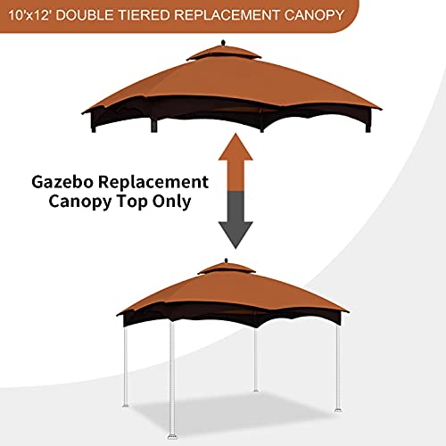 CoastShade Patio 10X12 Replacement Canopy Roof for Lowe's Allen Roth 10X12 Gazebo Backyard Double Top Gazebo #GF-12S004B-1(Rust)
