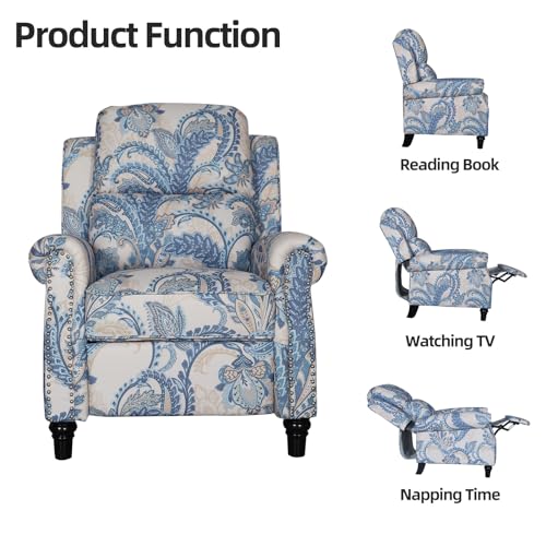 CANMOV Pushback Recliner Chair Faux Leather Armchair Push Back Recliner with Rivet Decoration Single Sofa Accent Chair for Living Room, Chocolate