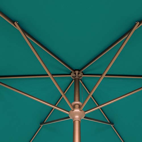 Ogrmar 6.5x10ft Patio Umbrella Rectangular Outdoor Table Umbrella with Crank & Push Button Tilt for Terrace, Backyard, Garden, Courtyard, Swimming Pool, Lawn (Turquoise)