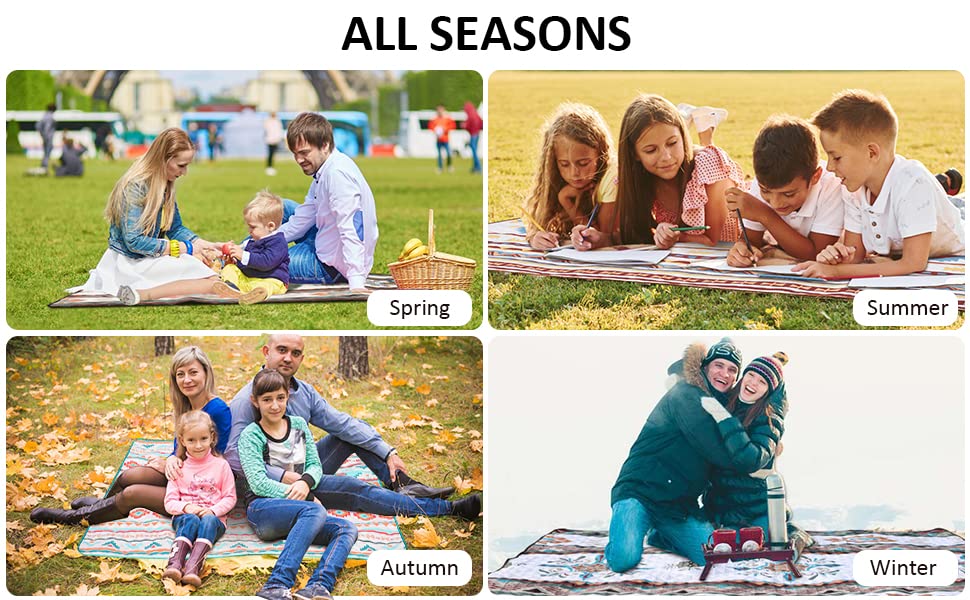 ZYlifemagic Extra Large Outdoor Picnic Blankets Waterproof, for The Beach, Camping Travelling on The Grass, Park Blanket, Rolling Up Packaging,Portable Carring, 79" x 79" Picnic Mat - Aksu Style