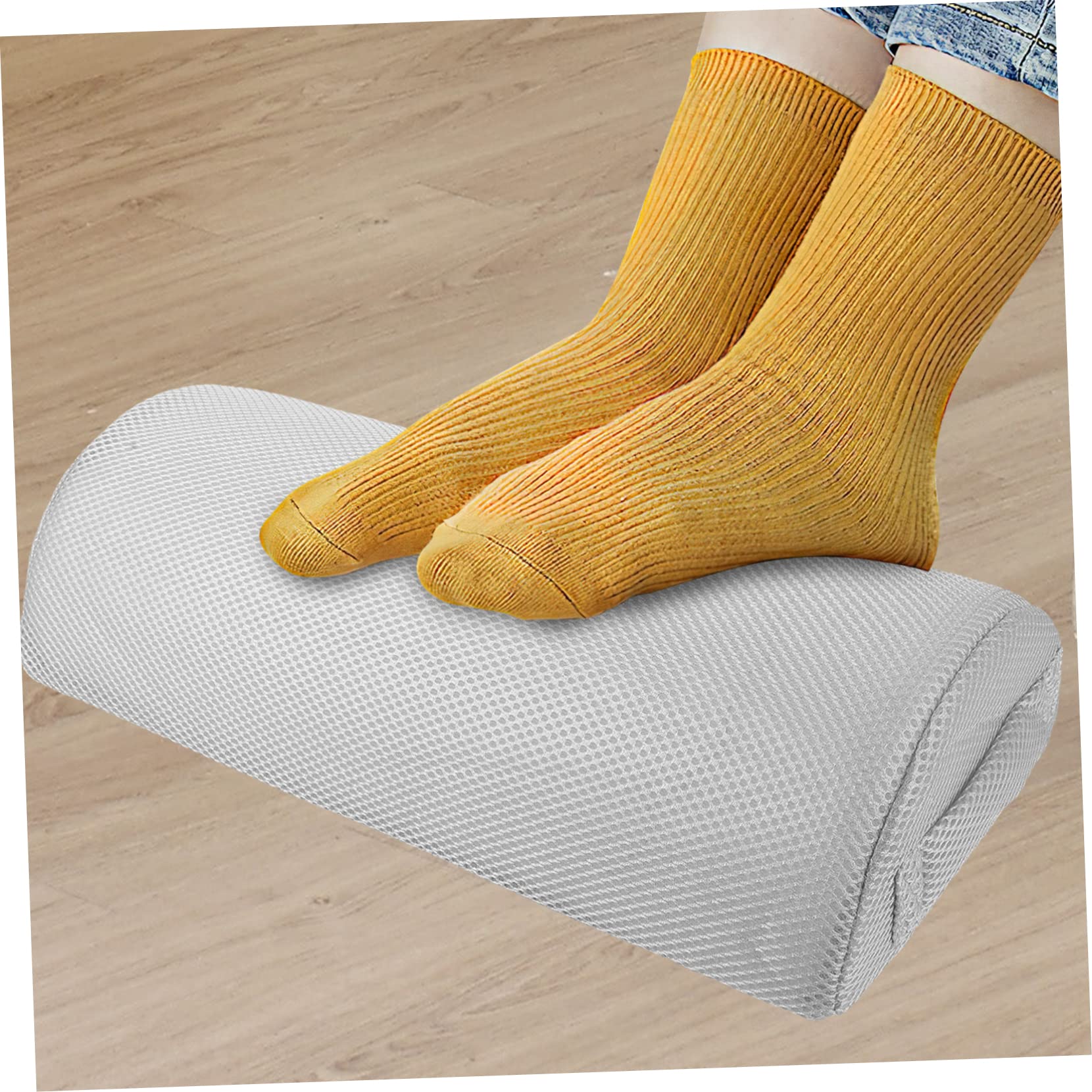 Anneome Ergonomic Leg Pillow Under Knee Pillow for Sleeping on Back Knee Pillow for Leg Support Half Round Leg Pillow Grey Mesh Pillow Cover