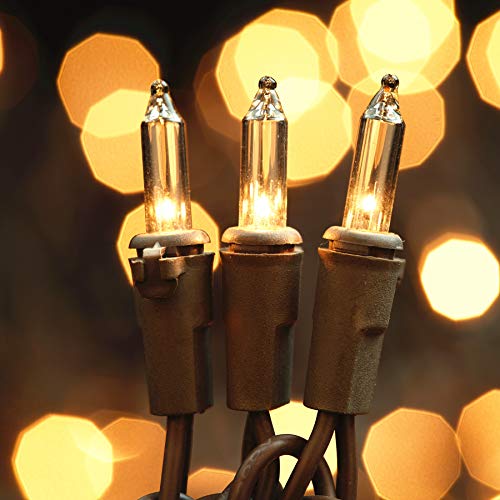 JinBest Brown Wire Christmas Lights, Commercial 200 Clear Mini Light Set, Pack of 2 Sets 100 Lights, for Indoor Outdoor Party, Garden, Fences, Trees.