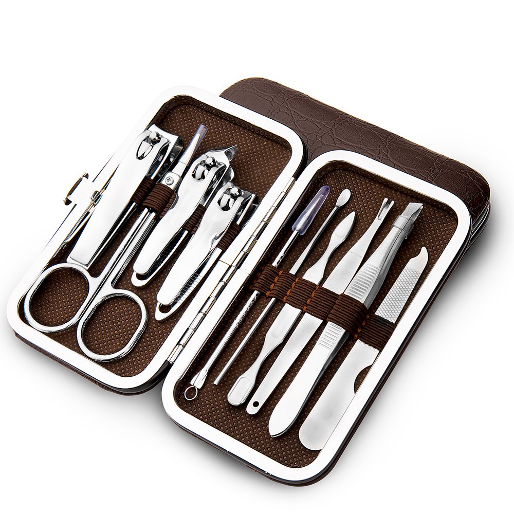 10 PCS Manicure Pedicure Set Nail Clippers - Stainless Steel Manicure Kit - Tools for Nail, Cutter Kits -Perfect Gift for Women or Men, Includes Cuticle Remover Professional Nail Kit with Portable Tra