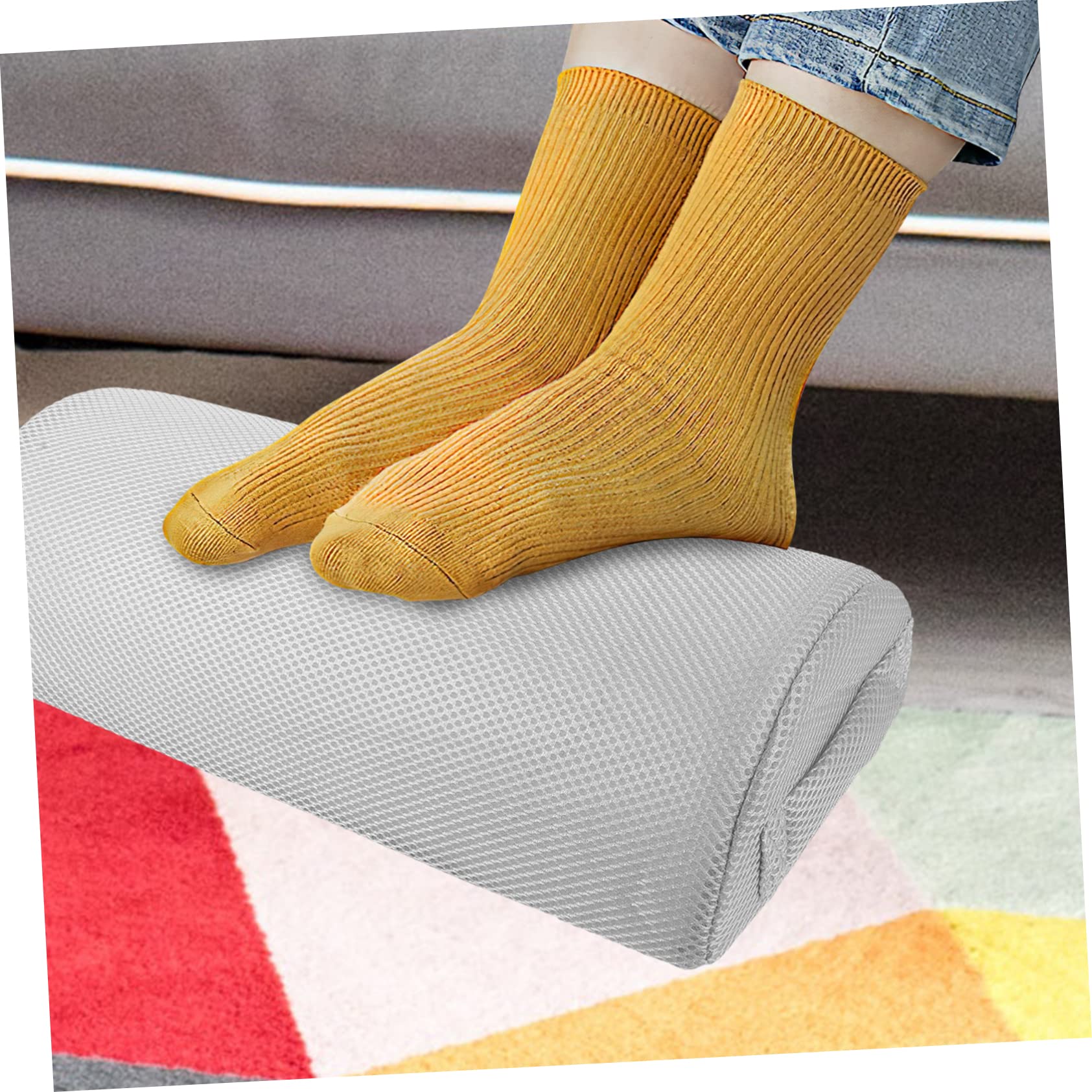 Anneome Ergonomic Leg Pillow Under Knee Pillow for Sleeping on Back Knee Pillow for Leg Support Half Round Leg Pillow Grey Mesh Pillow Cover