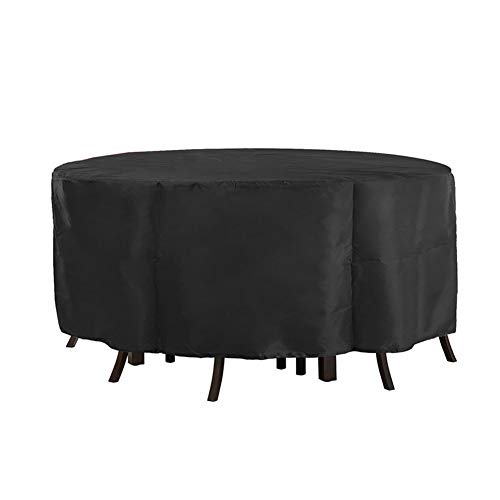 Patio Furniture Covers,Mayhour Heavy Duty Waterproof Round Table Chair Set Cover for Outdoor Dining Table Garden Yard UV Resistant Anti-Fading Dustproof Desk Protective with Elastic Balck Large