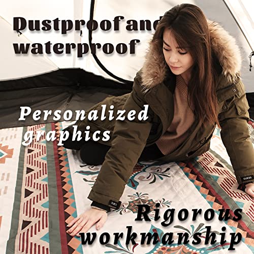 ZYlifemagic Extra Large Outdoor Picnic Blankets Waterproof, for The Beach, Camping Travelling on The Grass, Park Blanket, Rolling Up Packaging,Portable Carring, 79" x 79" Picnic Mat - Aksu Style