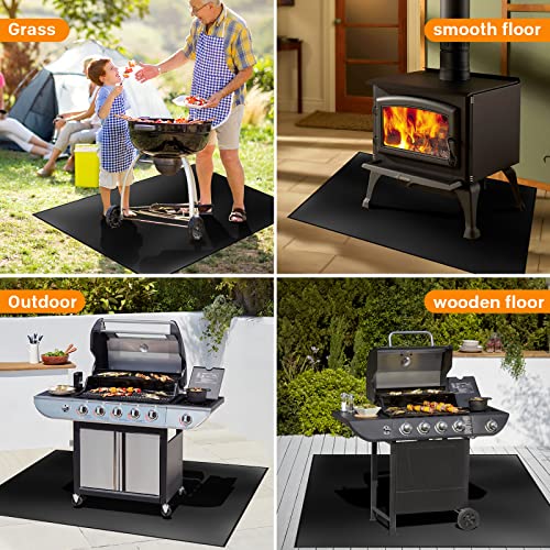 Large Grill Mats for Outdoor Grill, 60'' X 42'' Rectangle Under Grill Mat, Oil-Proof Fire Pit Mat, BBQ Mat for Deck Patio Protective, Fireproof Mat for Charcoal Grills, Gas Grills, Oil Fryers
