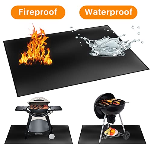 Large Grill Mats for Outdoor Grill, 60'' X 42'' Rectangle Under Grill Mat, Oil-Proof Fire Pit Mat, BBQ Mat for Deck Patio Protective, Fireproof Mat for Charcoal Grills, Gas Grills, Oil Fryers