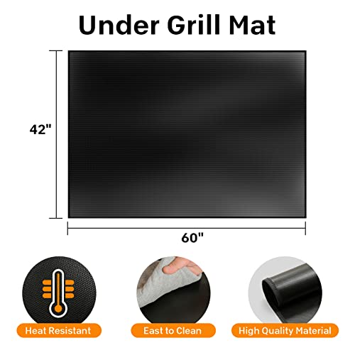 Large Grill Mats for Outdoor Grill, 60'' X 42'' Rectangle Under Grill Mat, Oil-Proof Fire Pit Mat, BBQ Mat for Deck Patio Protective, Fireproof Mat for Charcoal Grills, Gas Grills, Oil Fryers