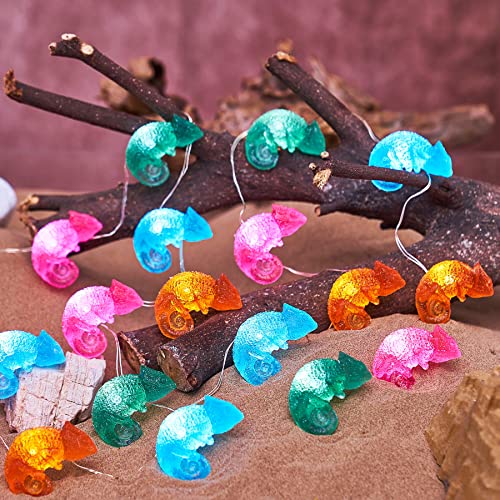BELNIAK Tropical Theme Chameleon String Lights Outdoor Indoor 20LEDs 8ft Battery Operated Cute Decorative Lights for Bedroom Garden Yard Birthday Xmas Cake Decoration