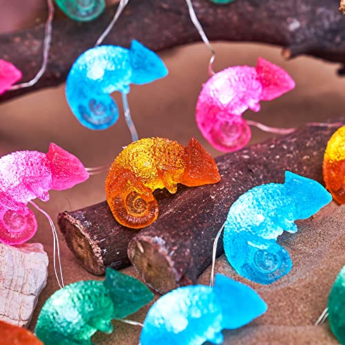 BELNIAK Tropical Theme Chameleon String Lights Outdoor Indoor 20LEDs 8ft Battery Operated Cute Decorative Lights for Bedroom Garden Yard Birthday Xmas Cake Decoration