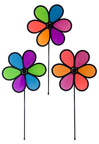 In the Breeze 6-Petal Flower Spinner, 10-Inch Neon Fusion Flower Spinner, 3 Pack, 2735